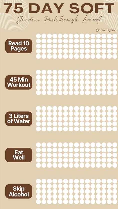 75 Day Soft Challenge Tracker Free Printable Educational Printable
