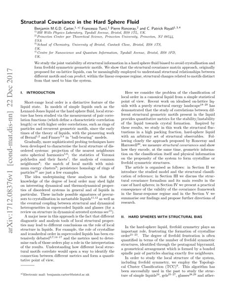 Pdf Structural Covariance In The Hard Sphere Fluid