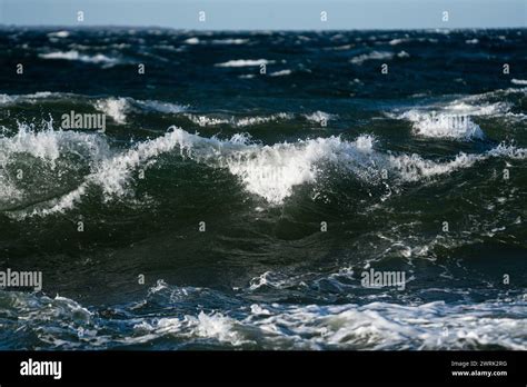 White Capping Top Breaking Waves Stormy Seas Baltic Sea White Capping Waves In A Baltic Sea