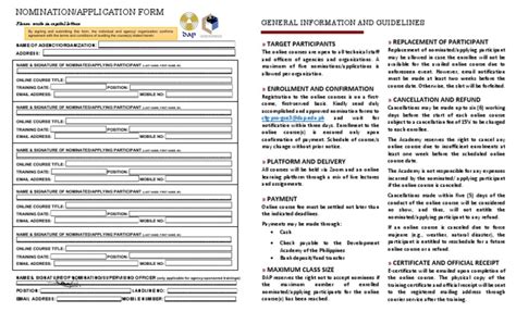 Dap Fillable Nomination Application Form Download Free Pdf Business Service Industries
