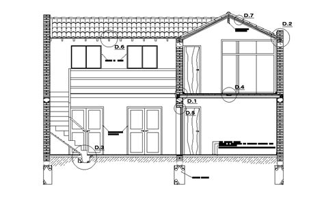 A Section View Of The Building Has Given In The Form Of 2d Autocad