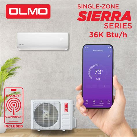 Olmo Sierra Single Zone Series R410a 36000 Btuh 3 Ton Mini Split Ai