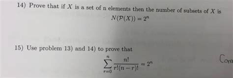 solved 13 prove that if x is a set of n elements then the