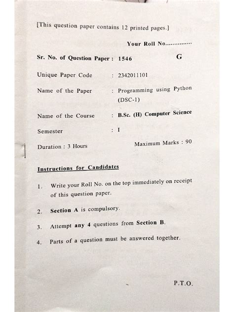 Question Paper Python Sem1 Krishna Gupta Pdf