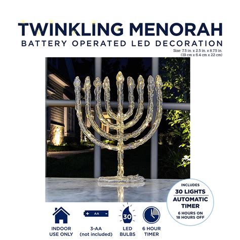 Led Twinkling Menorah Decoration