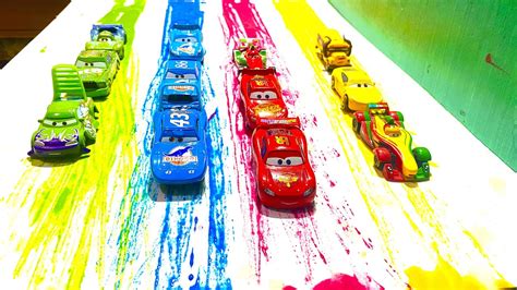 Disney Pixar Cars Fall Into The Water Lightning Mcqueen Chick Hicks