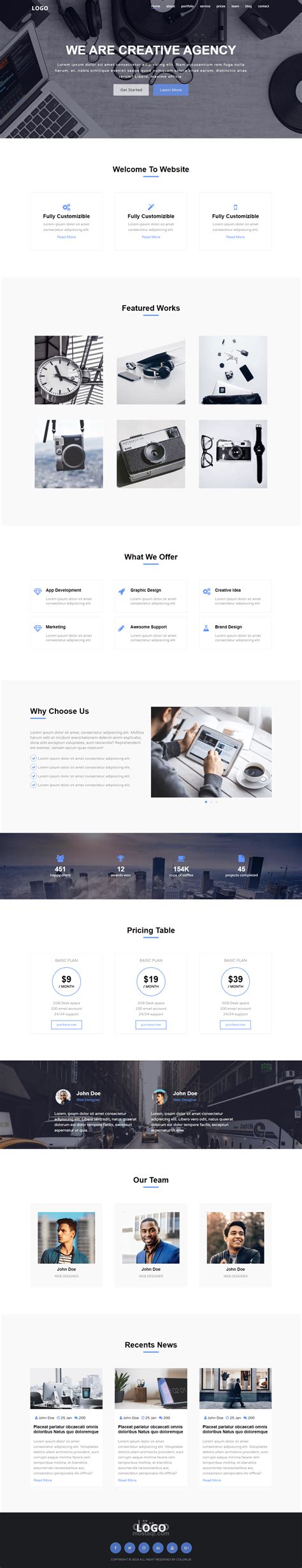 template pure html and css مستقل