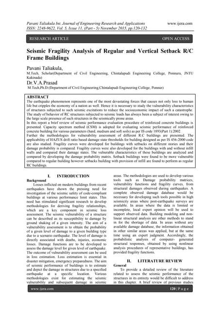 Seismic Fragility Analysis Of Regular And Vertical Setback Rc Frame