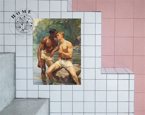 Poster The Kiss Vintage Muscular Male Body Art Muscle Men Poster