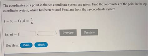Solved The Coordinates Of A Point In The Uv Coordinate Chegg