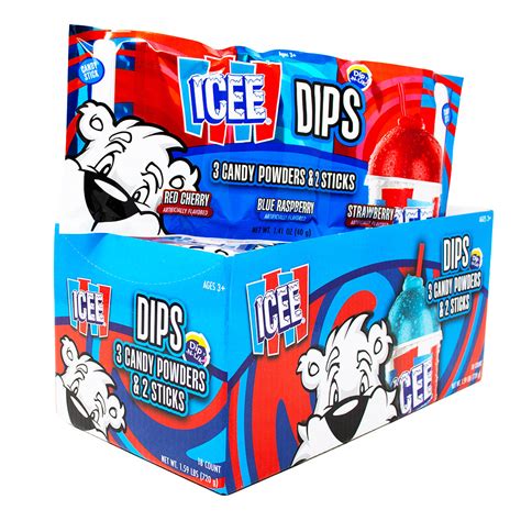 Icee 3 Piece Dips Candy Powder Sticks 141oz 18 Pack Iwholesalecandyca