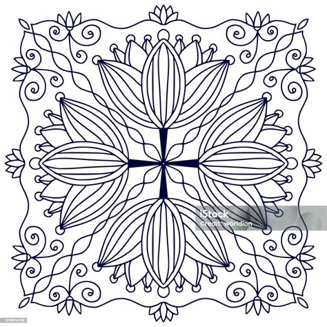 장식 꽃 만다라 타일 빈티지 디자인 꽃 장식 패턴 색칠 공부 책 페이지 세라믹 디자인을 위한 플로럴 만다라 프린트 0명에 대한 스톡 벡터 아트 및 기타 이미지 Istock