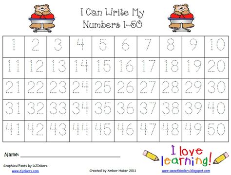 Printable Number Tracing Worksheets 1 50