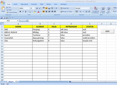 Cara Edit Data Pada Excel Menggunakan User Form Excel Aqmar Official