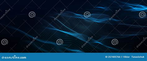 Abstract Digital Wave Of Particles Futuristic Point Wave Technology Background 3d Rendering