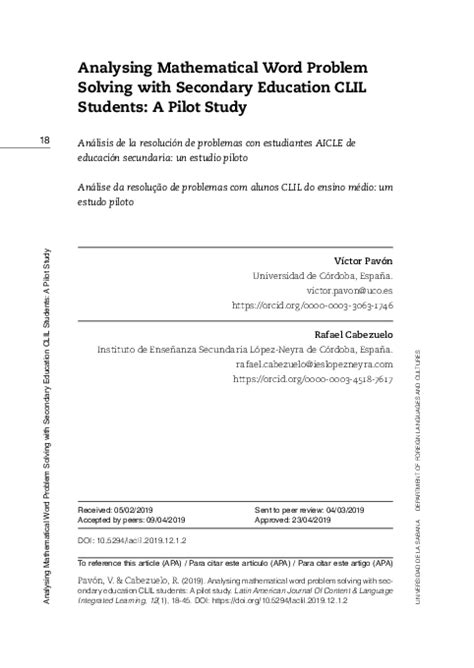 Pdf Analysing Mathematical Word Problem Solving With Secondary