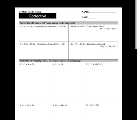 Common Core Algebra 1 Unit 9 Factoring Unit Module Lesson Planet