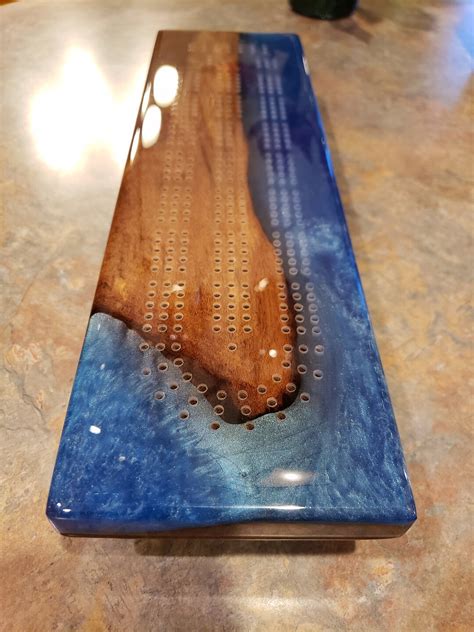 Custom Walnut And Epoxy Cribbage Board Etsy