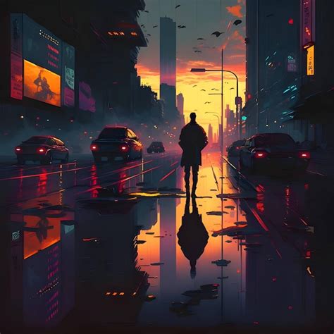 Premium Vector Modern City Road And Cars At Sunset