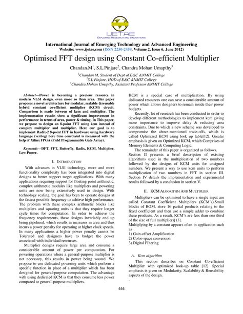 Pdf Optimised Fft Design Using Constant Co Efficient Multiplier