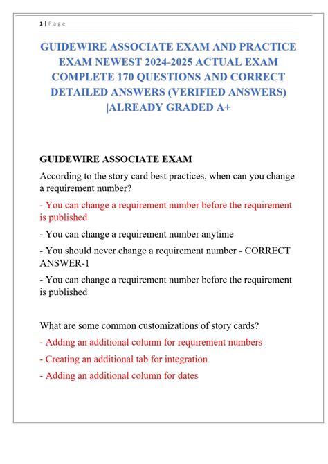 Guidewire Associate Exam And Practice Exam Newest Actual Exam Complete 170 Questions And Correct