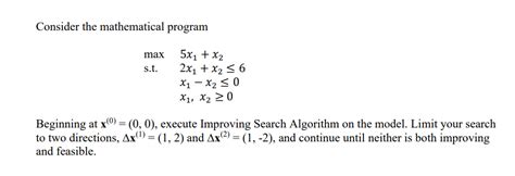 Solved Consider The Mathematical Program Max S T