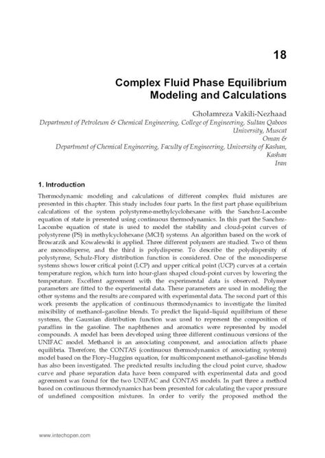 Pdf Complex Fluid Phase Equilibrium Modeling And Calculations · Introducing The Continuous