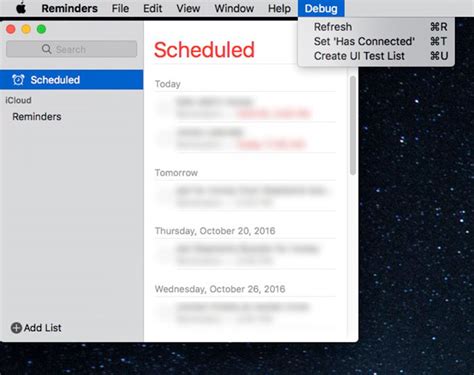 HOW TO Enable The Debug Menu In Reminders And Force A Manual Update