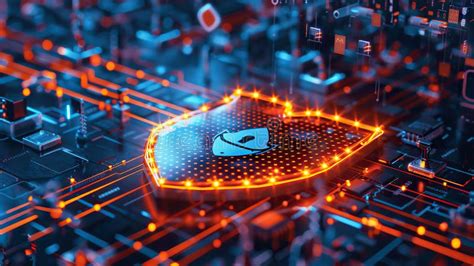 3d Illustration Of A Glowing Security Shield Symbol On A High Tech