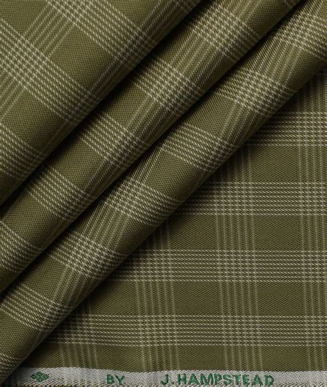 Jhampstead Checkered Trouser Fabric Traditional Green Unstitched