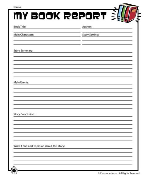6th Grade Book Report Template Sampletemplate My Id