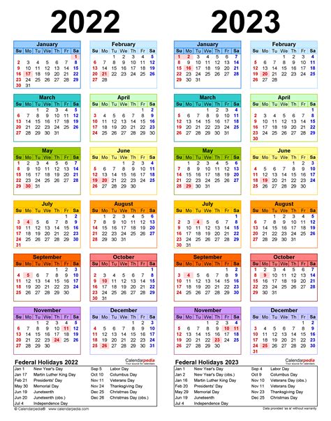 2022 2023 Two Year Calendar 12 Free Word Templates