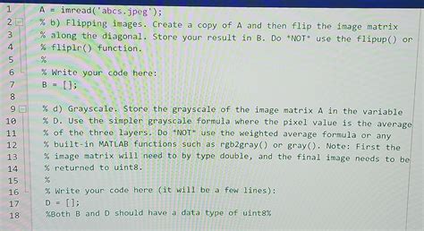 solved 1 w 2 3 4 a imread abcs jpeg b flipping