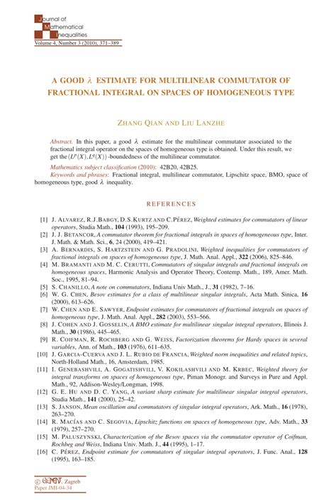 Pdf A Good λ Estimate For Multilinear Commutator Of Fractional