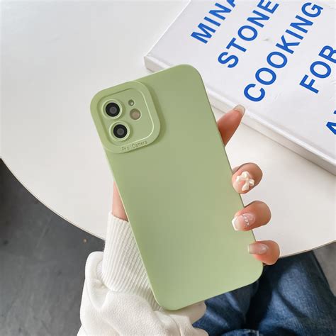 Straight Edge Solid Color Liquid Silicone Shockproof Full Coverage