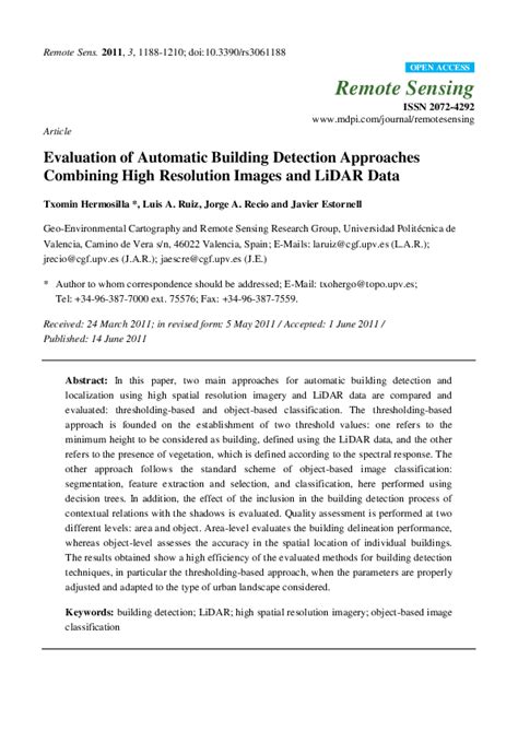Pdf Evaluation Of Automatic Building Detection Approaches Combining