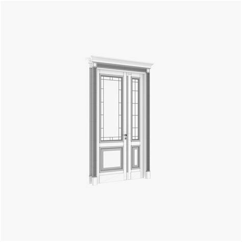 Classsic Door With Glass Double 02 3d Model Download Building