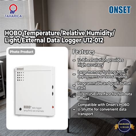 Hobo Temperature Relative Humidity Light External Data Logger U12 012 Alat Uji