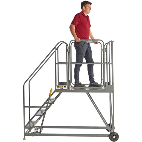 Side Rolling Platform Ladder Ladders With Wheels Warehouse Step