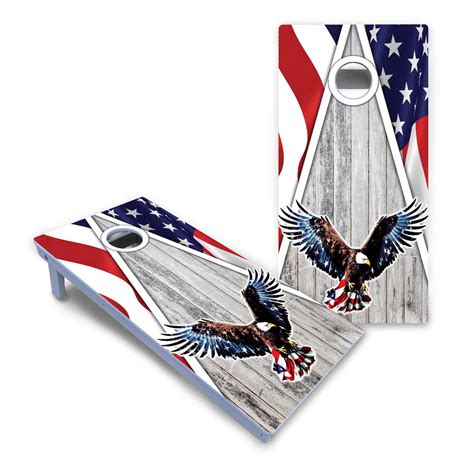 Eagle Triangle Whitewash Cornhole Boards All Weather Series
