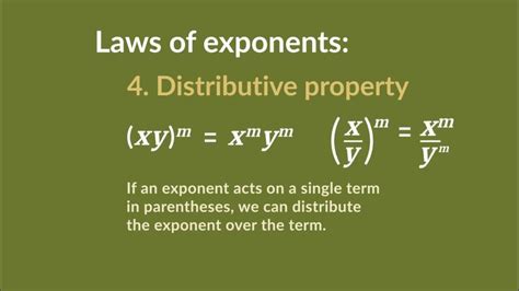 26 Laws Of Exponents 4 Distributive Property Math Maths Youtube