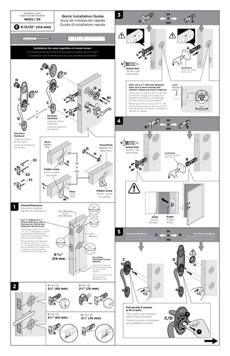 Kwikset And Weiser Handleset Installation Guide Model 48332 03