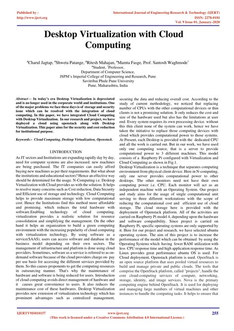 PDF Desktop Virtualization With Cloud Computing