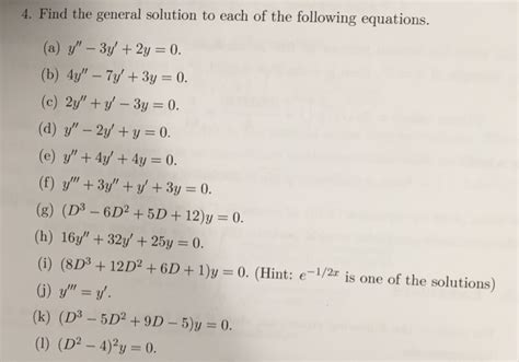 Solved 4 Find The General Solution To Each Of The Following