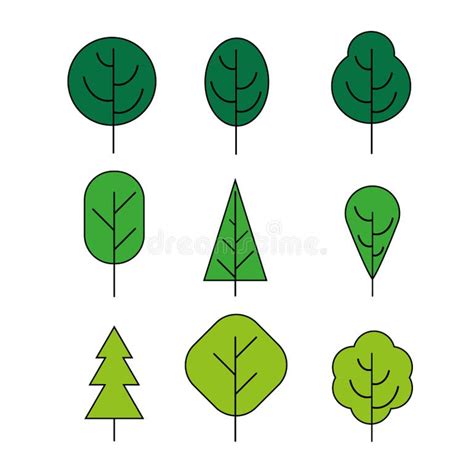 Tree Line Icon Naturally Beautiful Symbol Wooden Trunk And Outline Branches For Map Stock
