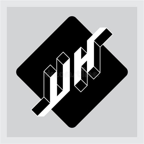 Uh 2 Letter Code U And H Monogram Or Logotype Isometric 3d Font For Design Stock Vector