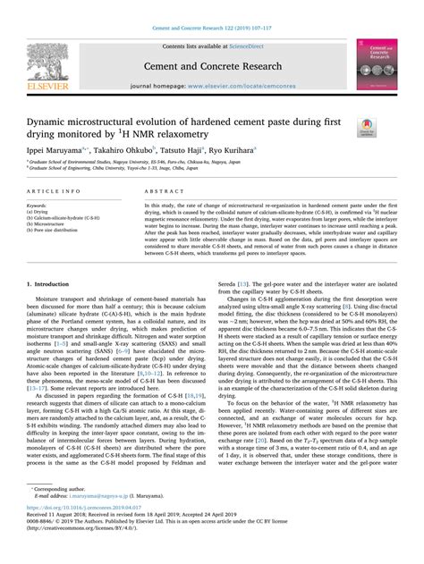 Pdf Dynamic Microstructural Evolution Of Hardened Cement Paste During