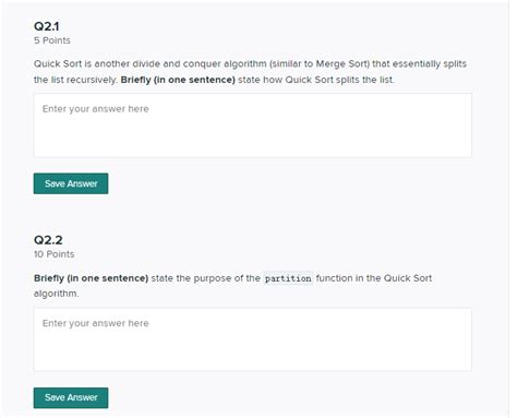 Solved Quick Sort Is Another Divide And Conquer Algorithm