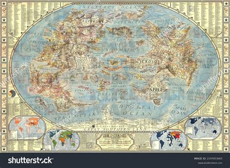 Awesome Illustration Imaginary Map Stock Illustration 2197653665