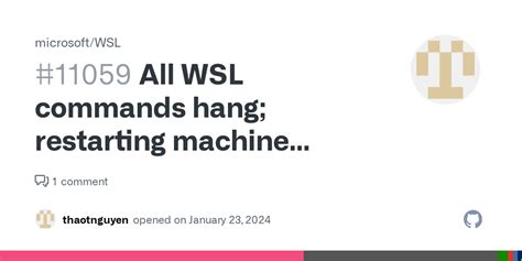 All Wsl Commands Hang Restarting Machine Doesnt Fix Issue · Issue 11059 · Microsoftwsl · Github